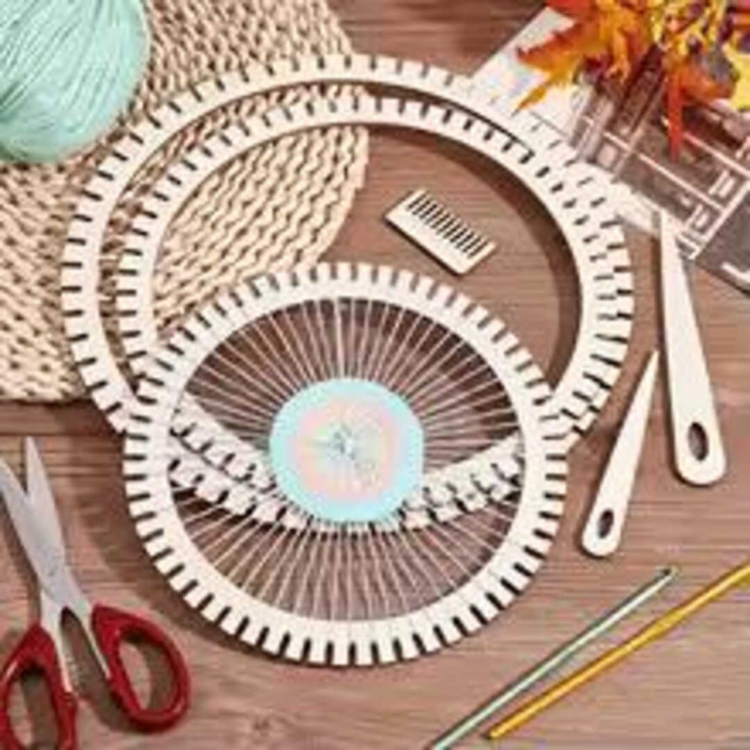6 PCS Wooden Circular Weaving Loom Set – Includes Comb & Teardrop ...
