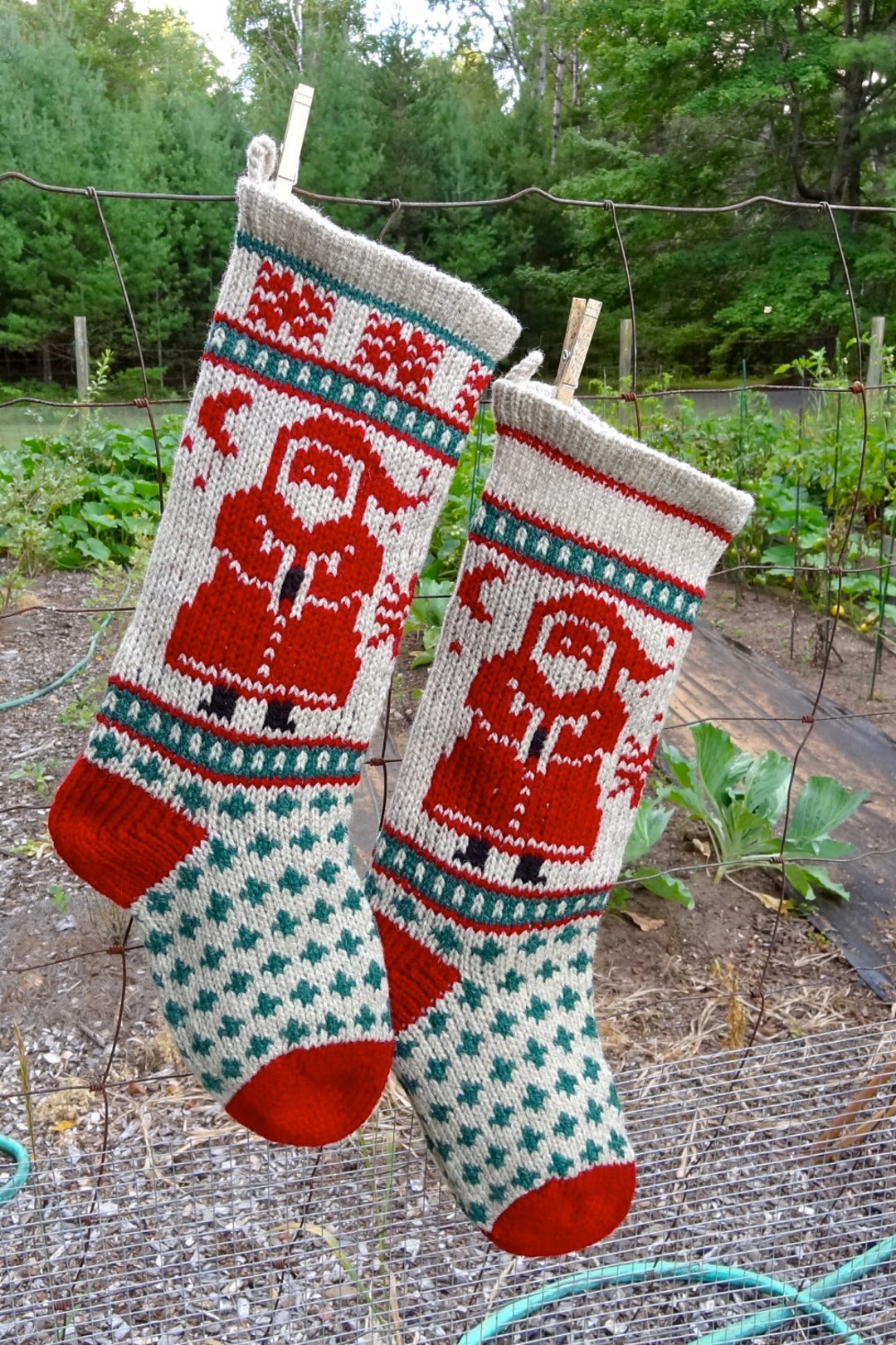 Downloadable SANTA Stocking Christmas Knitting Pattern Instant Download ...