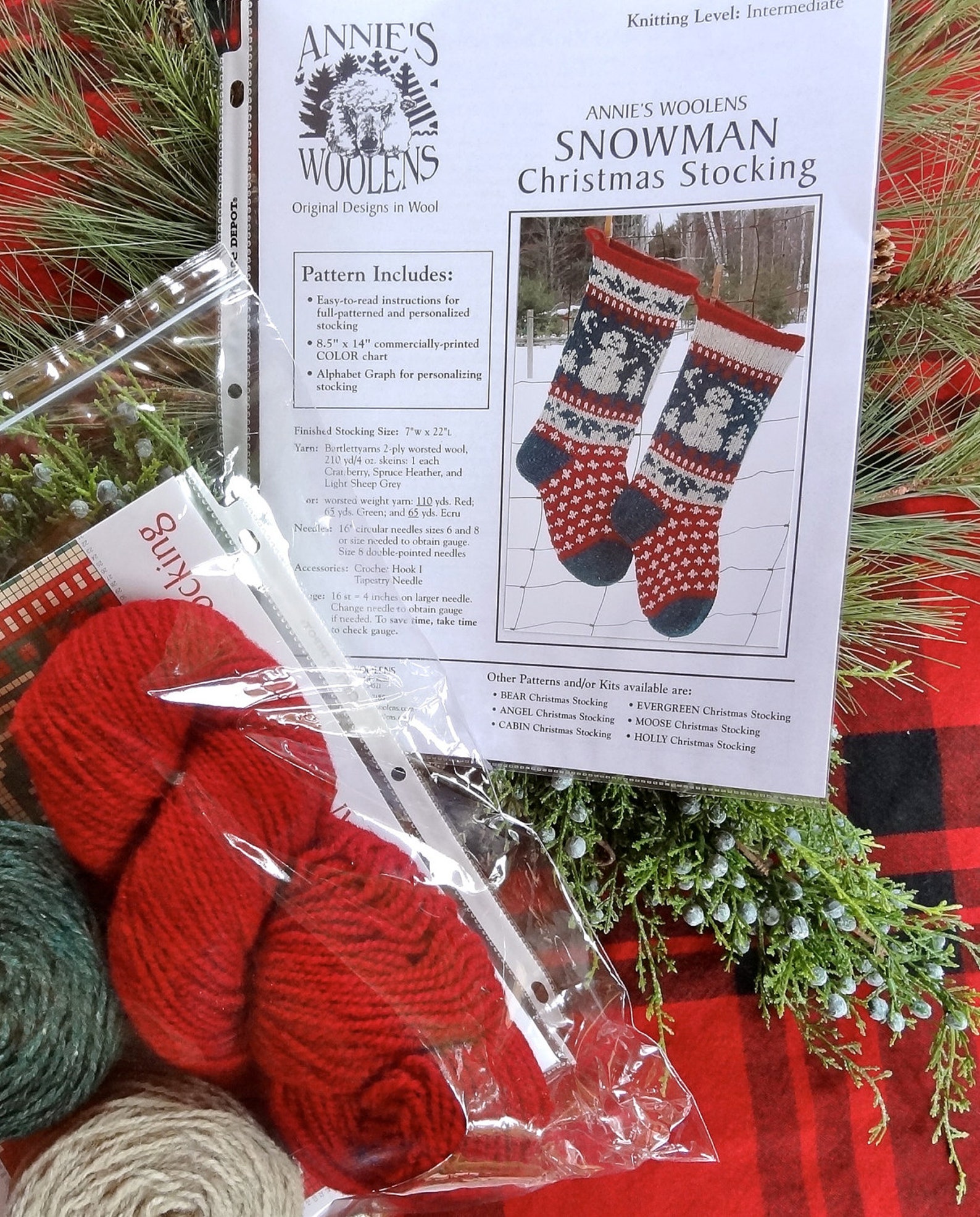 Knitted Snowman Christmas Stocking KIT With Pattern by - Etsy