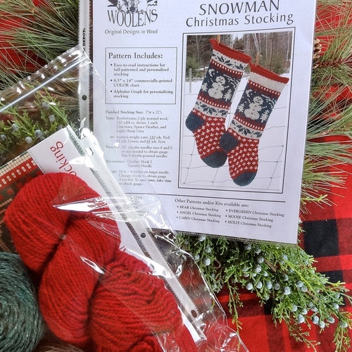 Knitted Snowman Christmas Stocking KIT With Pattern by - Etsy