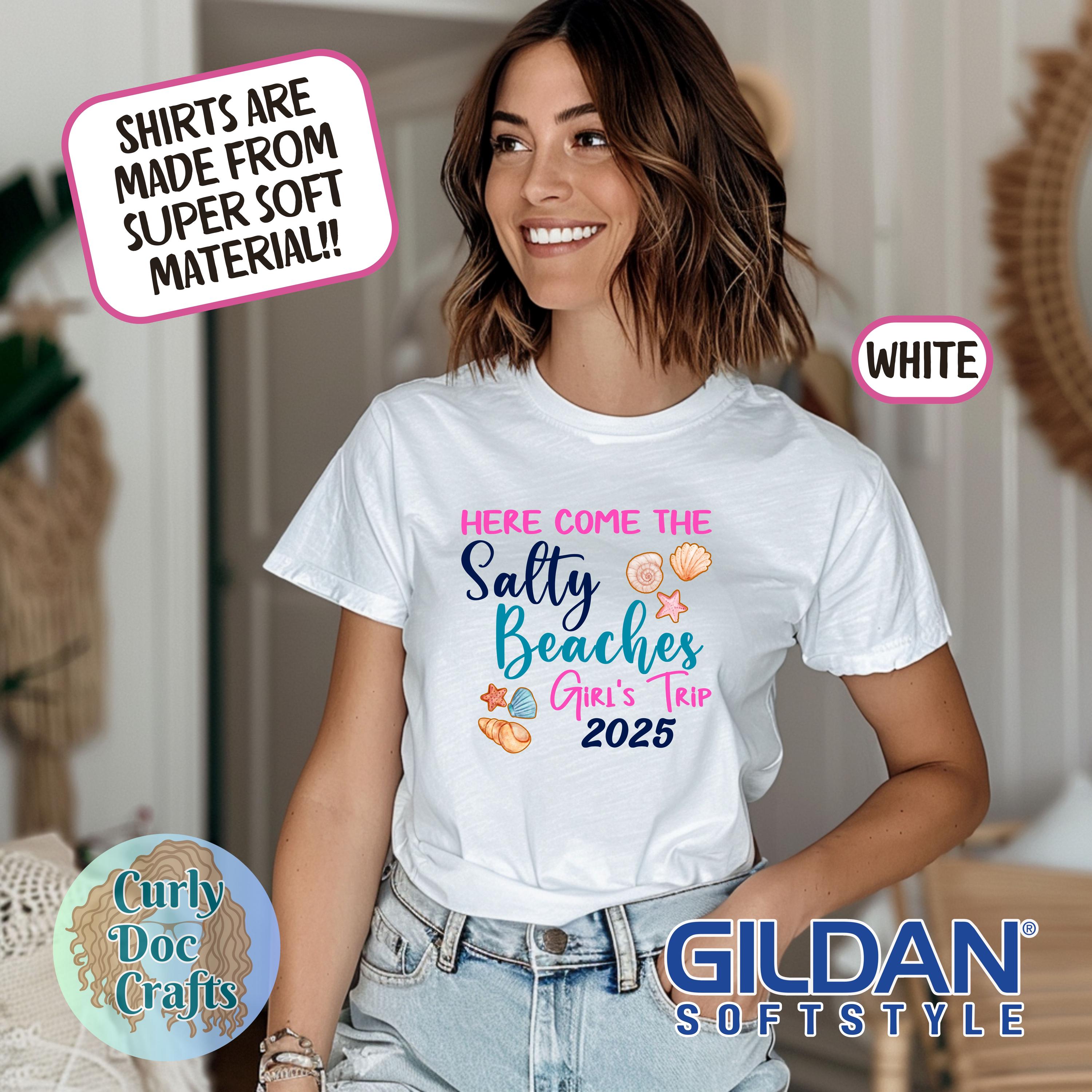 Girl's Trip Cruise Shirt 2025 Salty Beaches Matching Vacation Tee Soft ...