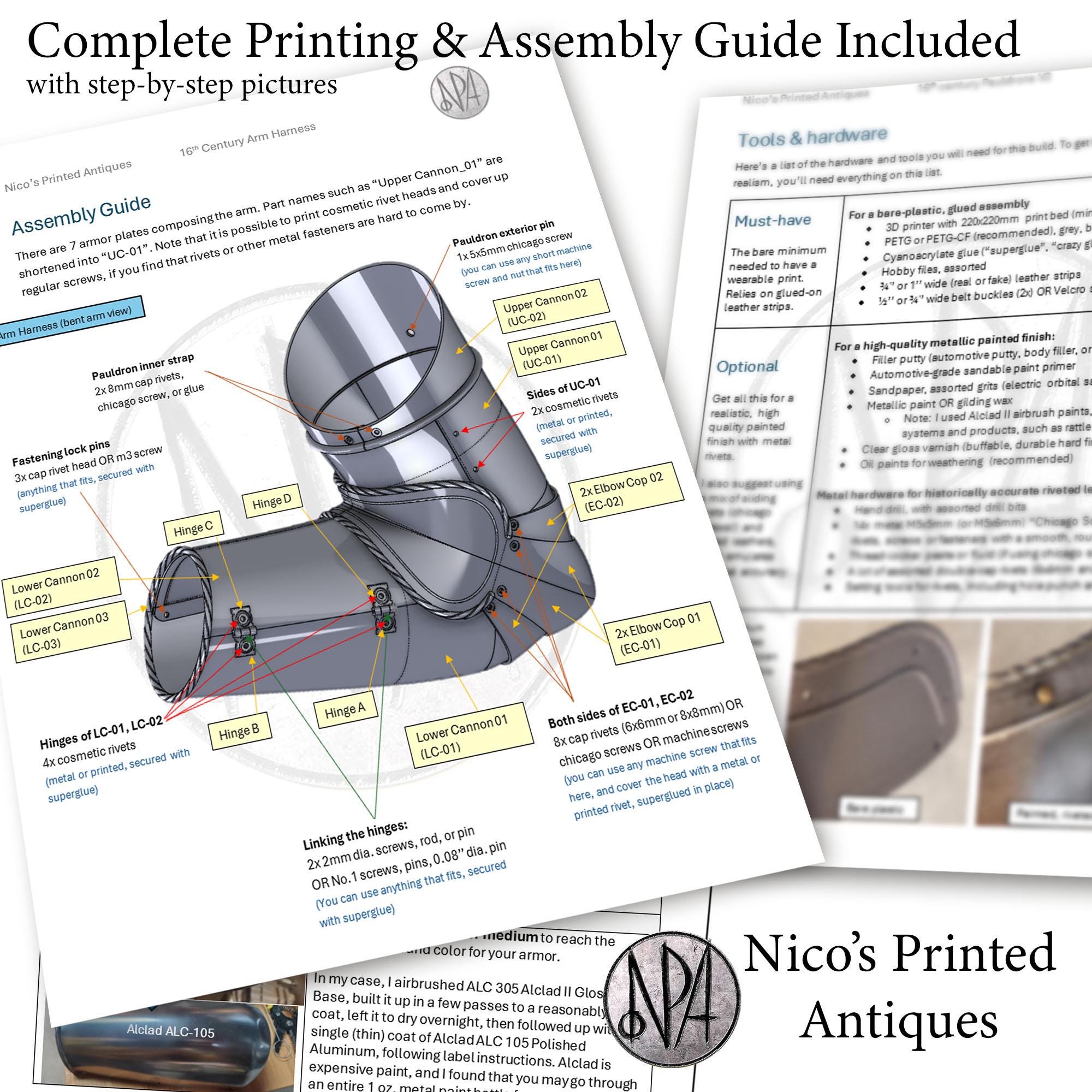 3D Print Files - 16th Century Plate Vambraces (arm and Elbow Armor) - Etsy