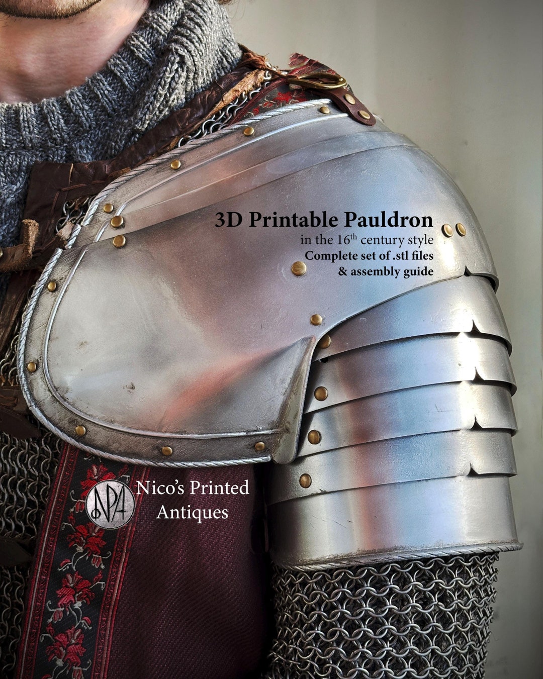 3D Print Files - 16th Century Plate Armor Pauldron (shoulder Armor) - Etsy