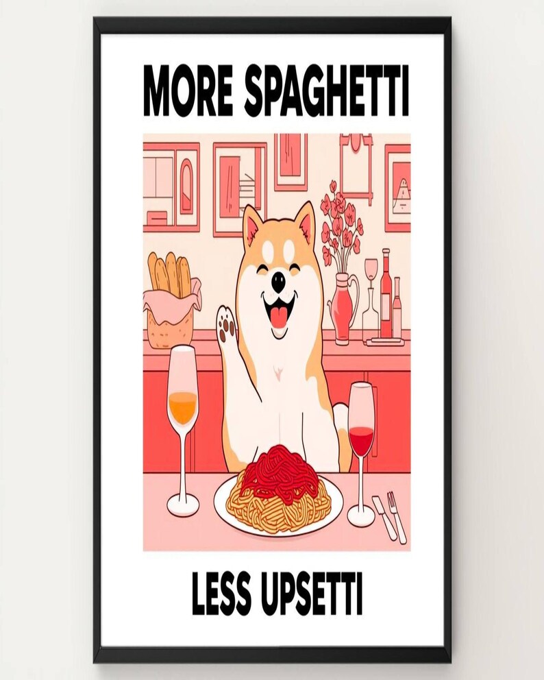 Shiba Inu Spaghetti Art Print | Retro Kitchen Decor (digital Download ...