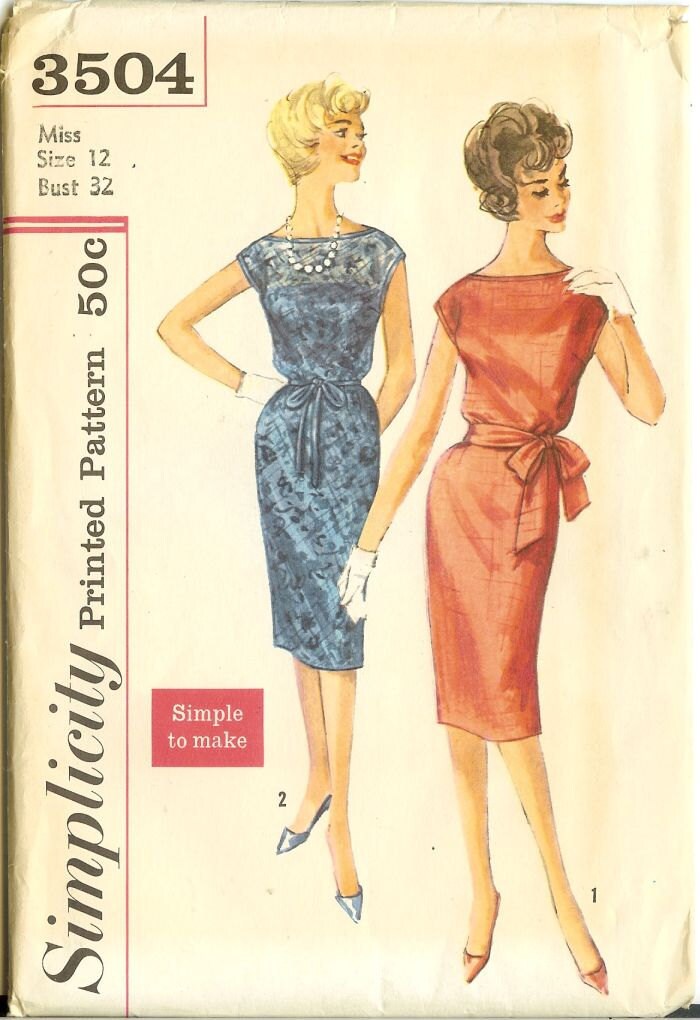 1960s Sheath Dress Pattern Simplicity 3504 B32 Sz 12 - Etsy