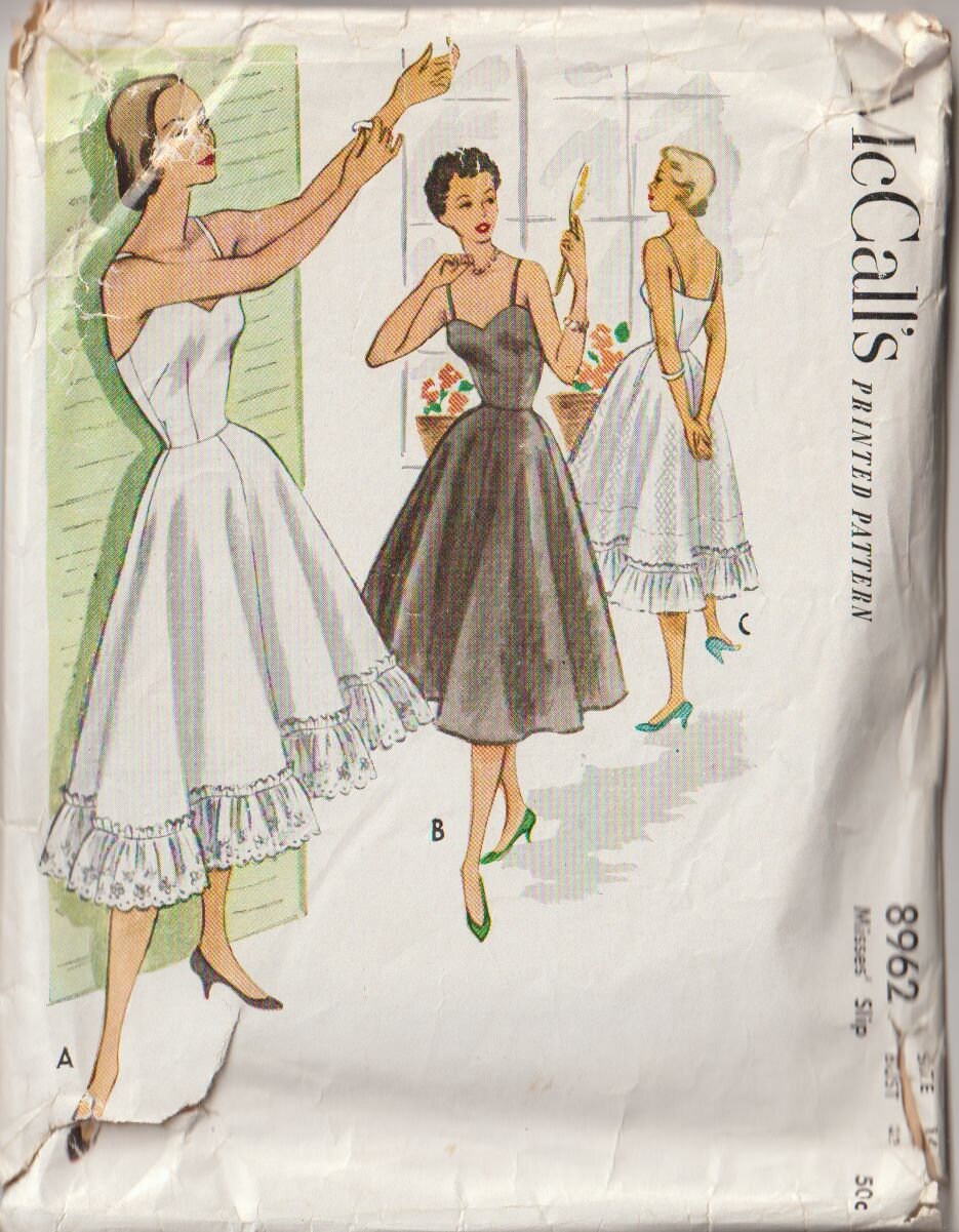 1950s Full Slip Sewing Pattern Mccall's 8962 Sz 14 B32 - Etsy