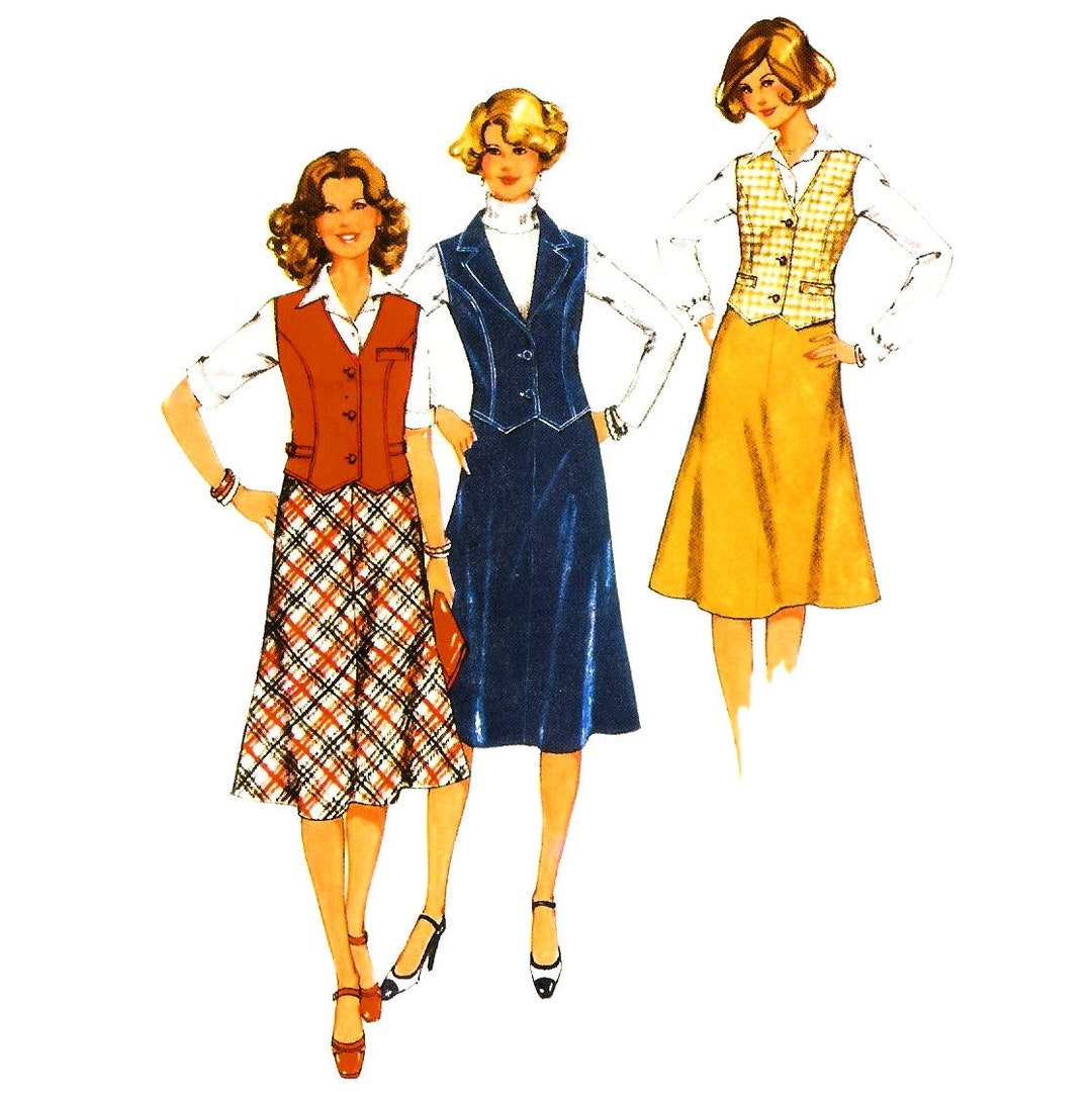 1970s Skirt and Waistcoat Sewing Pattern Burda 9917 B34 3/4 VFG - Etsy