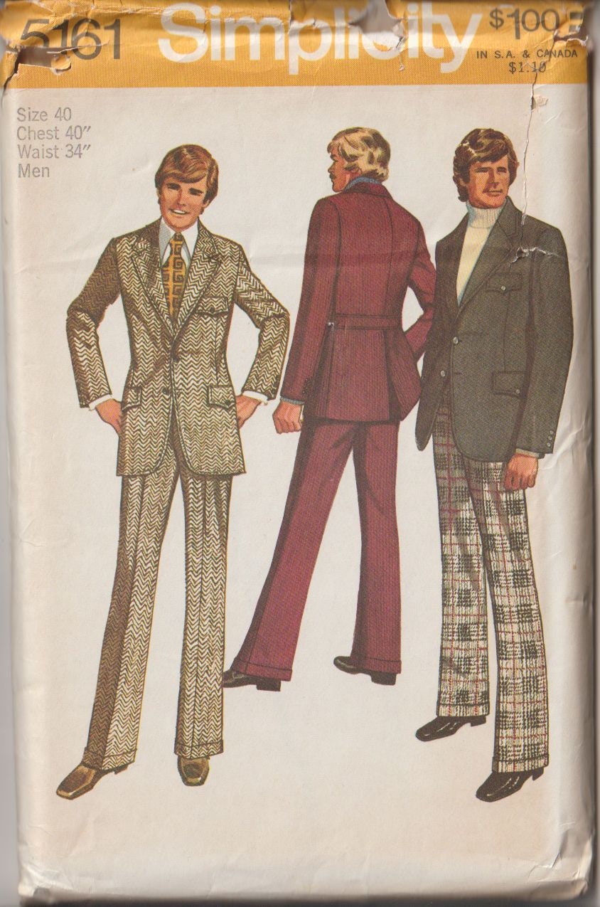 1970s Men's Two Piece Suit Sewing Pattern Simplicity 5161 - Etsy Australia