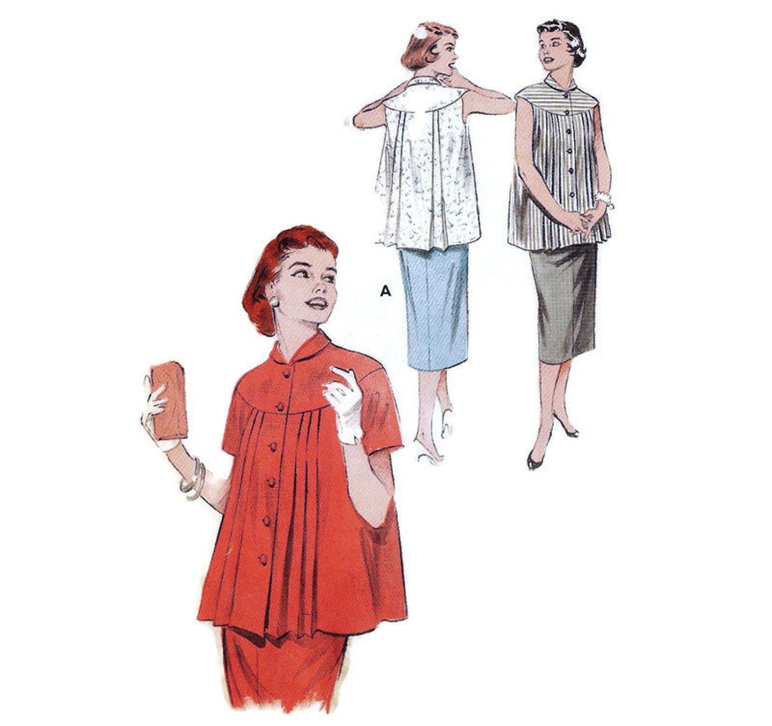 1950s Maternity Smock and Adjustable Skirt Pattern Butterick - Etsy