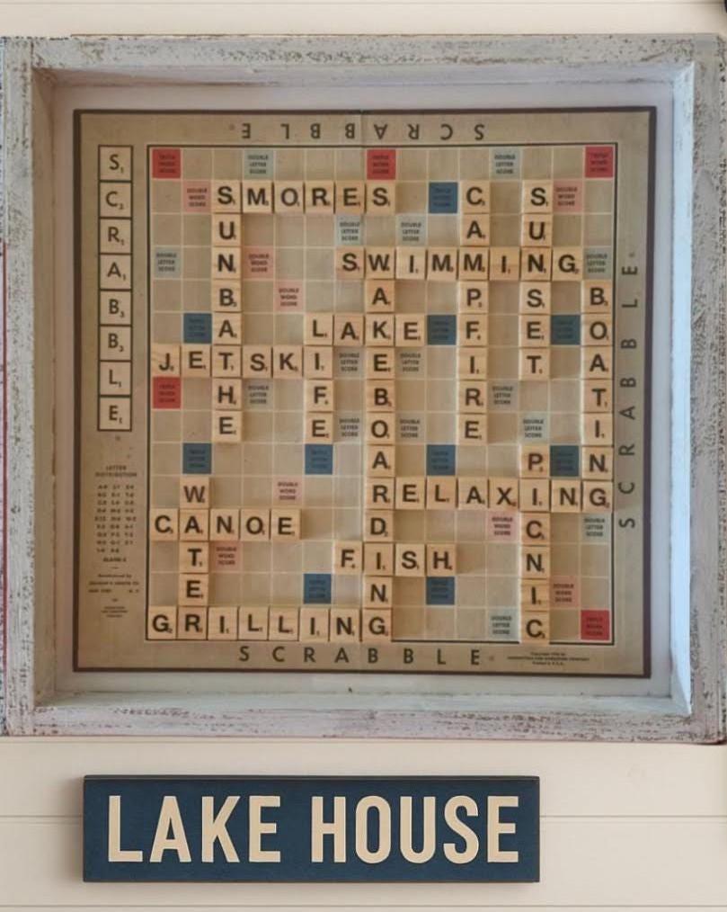Scrabble "lake Life" Wall Hanging - Conversation Piece - Can Be ...
