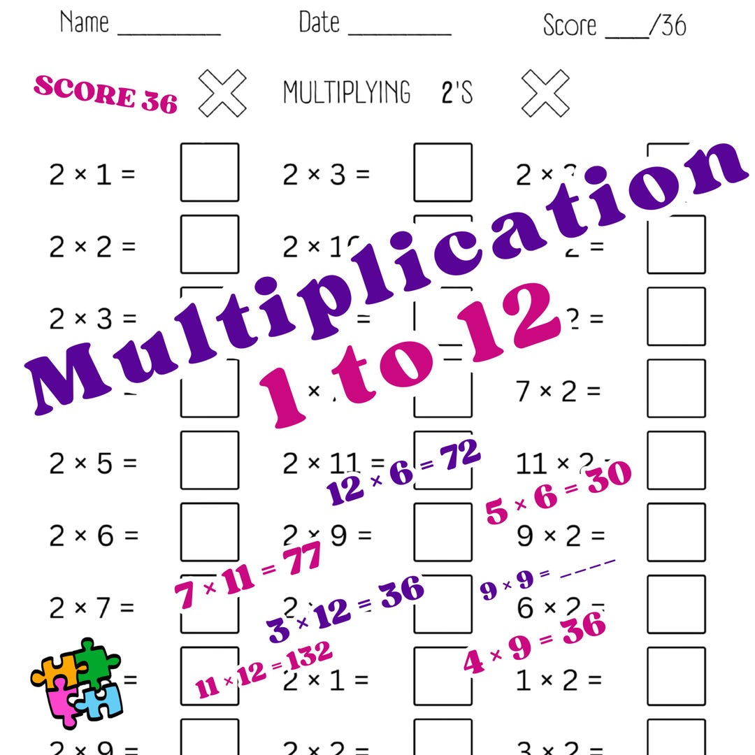 Printable Multiplication Worksheets 24 Page, Fill in the Blanks, Single ...
