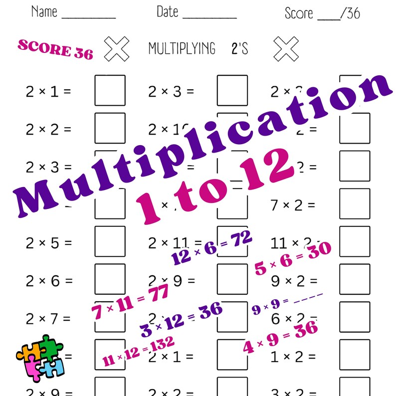 Printable Multiplication Worksheets 24 Page, Fill in the Blanks, Single ...
