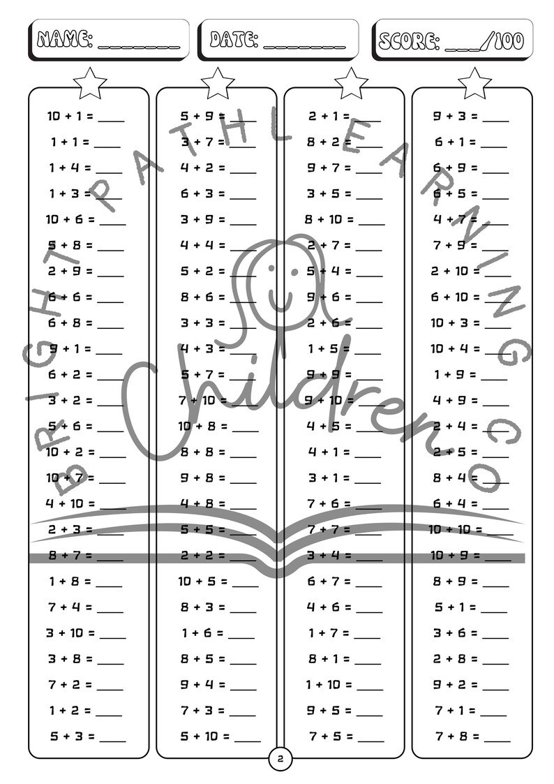 10 Printable Additition Fill in the Blanks Worksheets (numbers 1-10 ...