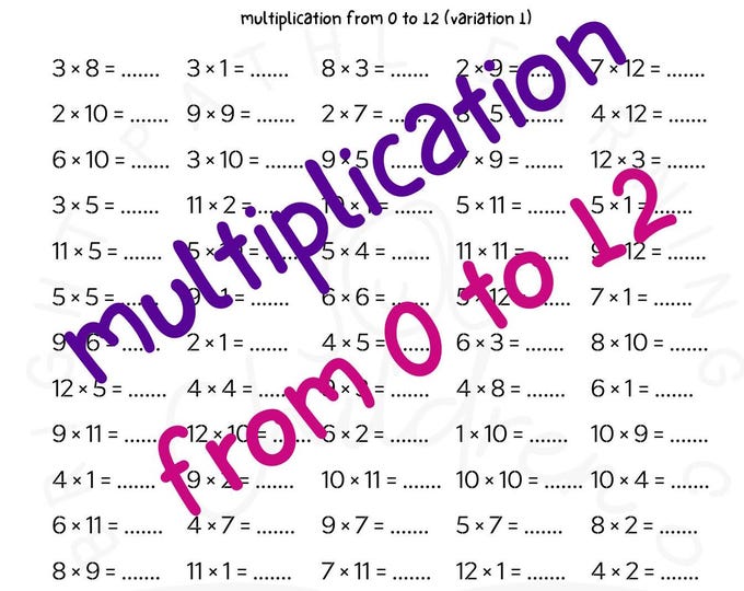 10 druckbare Multiplikations-Arbeitsblätter, füllen Sie die Lücken ...