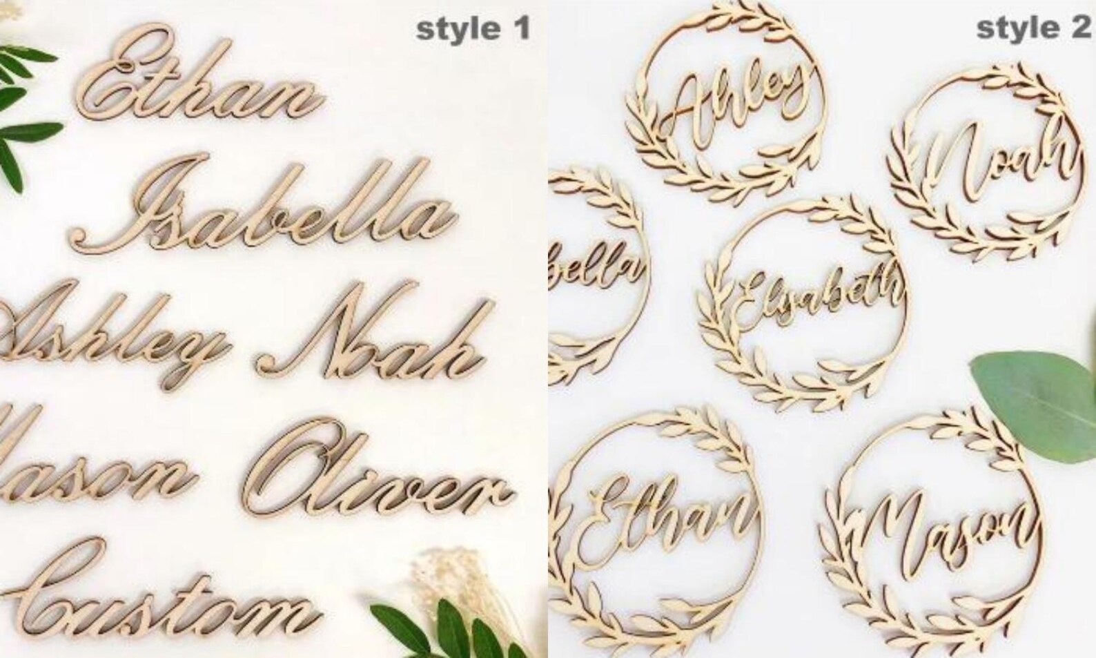 Laser Cut Wood Names Custom Laser Cut Name Signs Wedding Place Cards ...