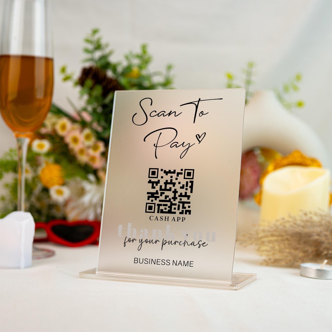 Scan to Pay Acrylic Sign, QR Code Sign, Custom Small Business ...
