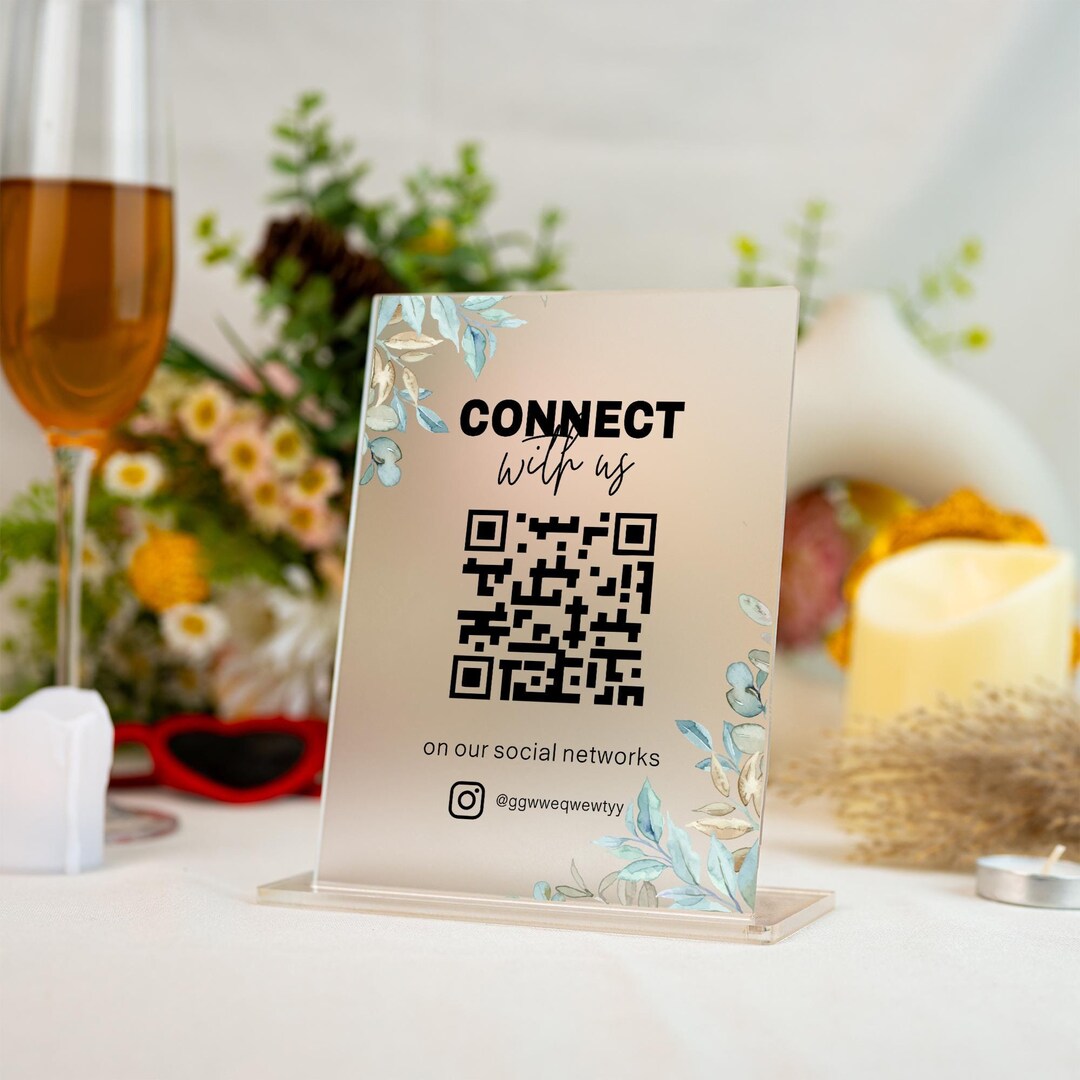 Connect With Us Social Media Sign, Acrylic Business Sign for Desk ...