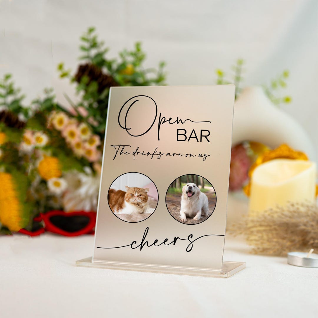 Open Bar Custom Illustrated Pet Bar Sign, Pet Bar Menu, Custom Wedding ...