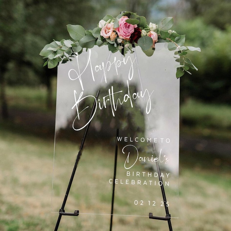 Custom Birthday Welcome Sign, Acrylic Birthday Sign, Modern Birthday ...