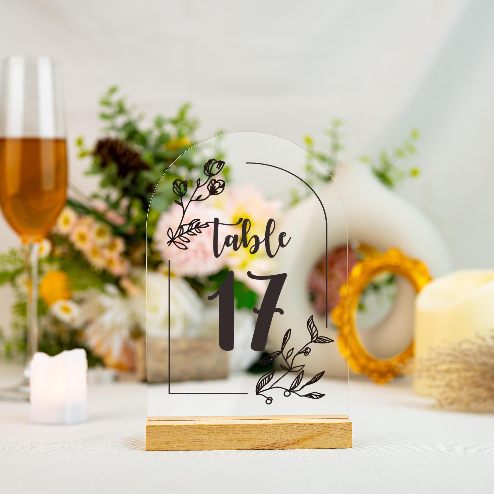 Acrylic Table Numbers With Wood Stand, Wedding Table Decor, Wedding ...