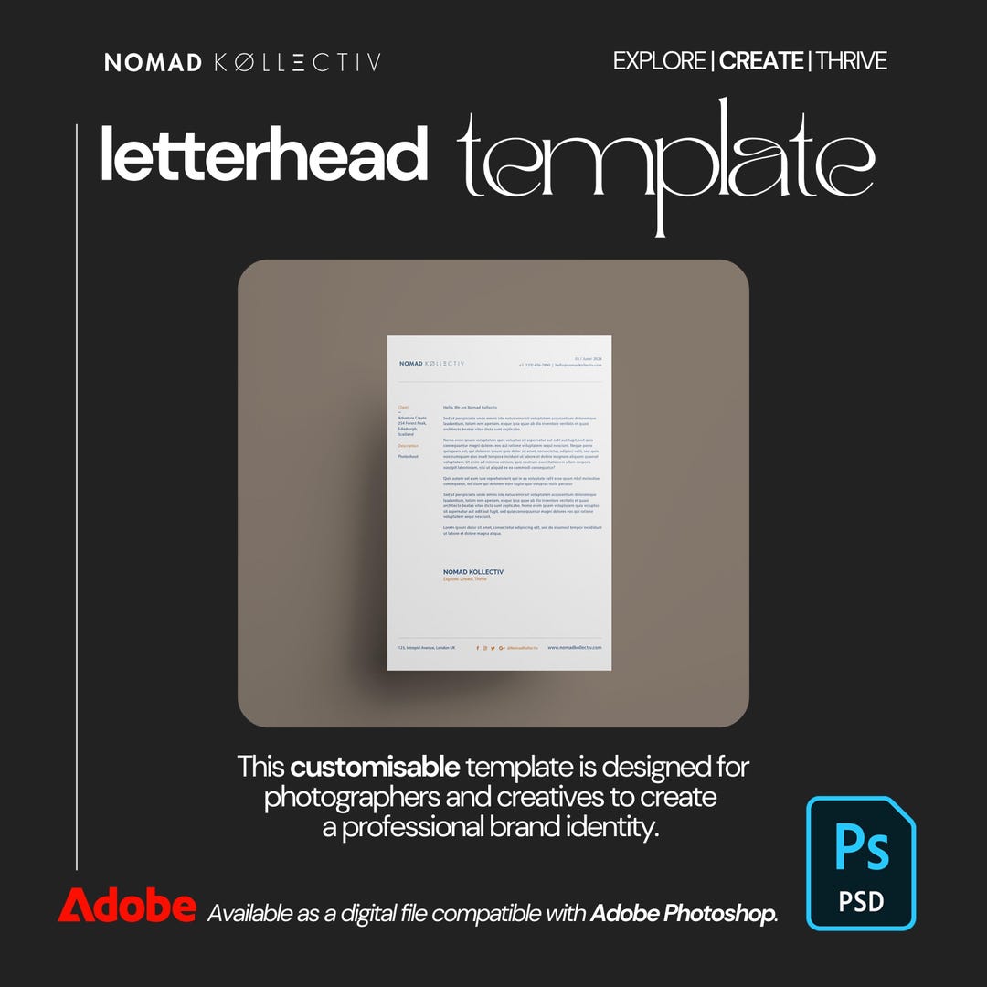 Branded Letterhead Template | Fully Customisable Adobe Photoshop PSD ...