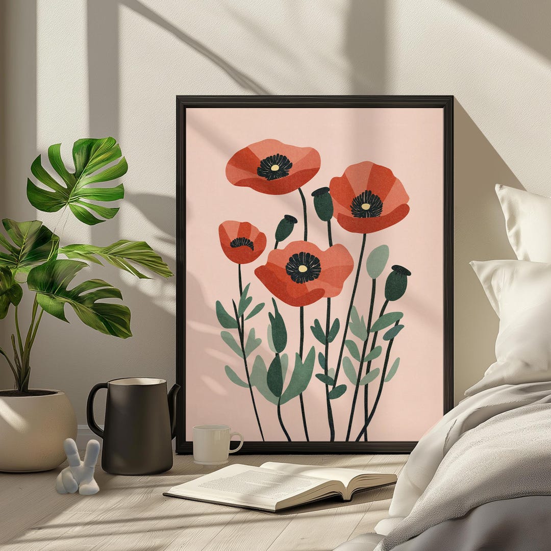 POPPY FLOWERS - Digital Poster Wallpaper Art - Etsy