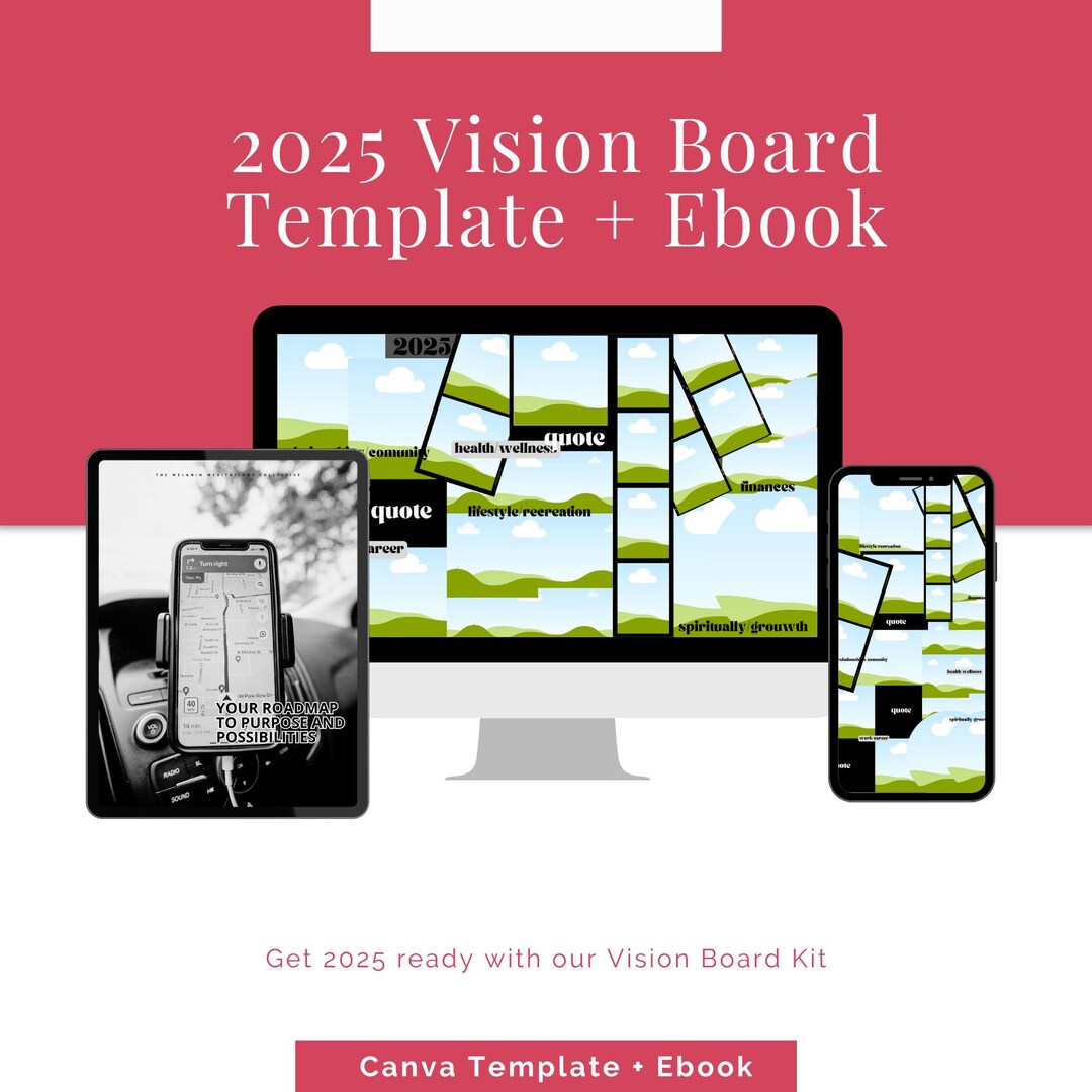 2025 Digital Vision Board | Editable Canva Template | Ebook Companion ...