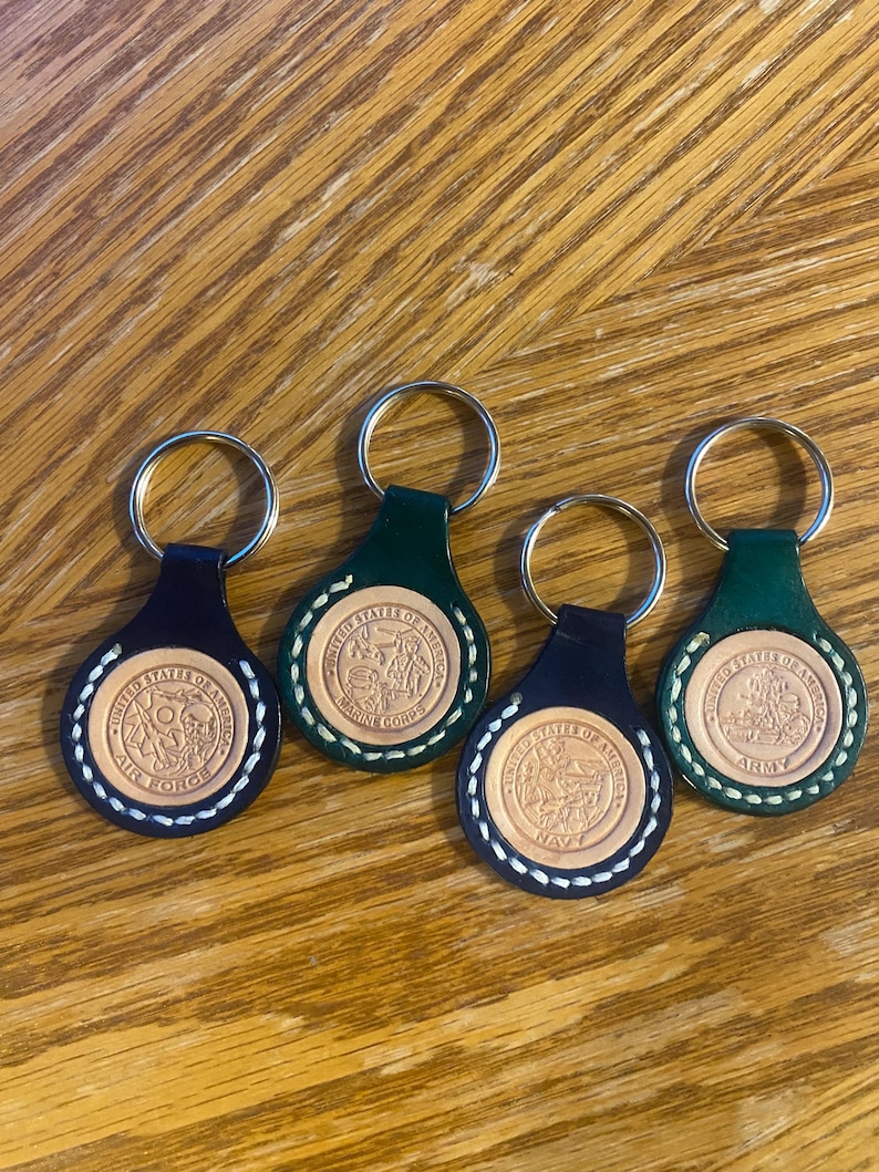 Leather Key Chain Leather Key Fob Military Key Chain Gift Idea for ...