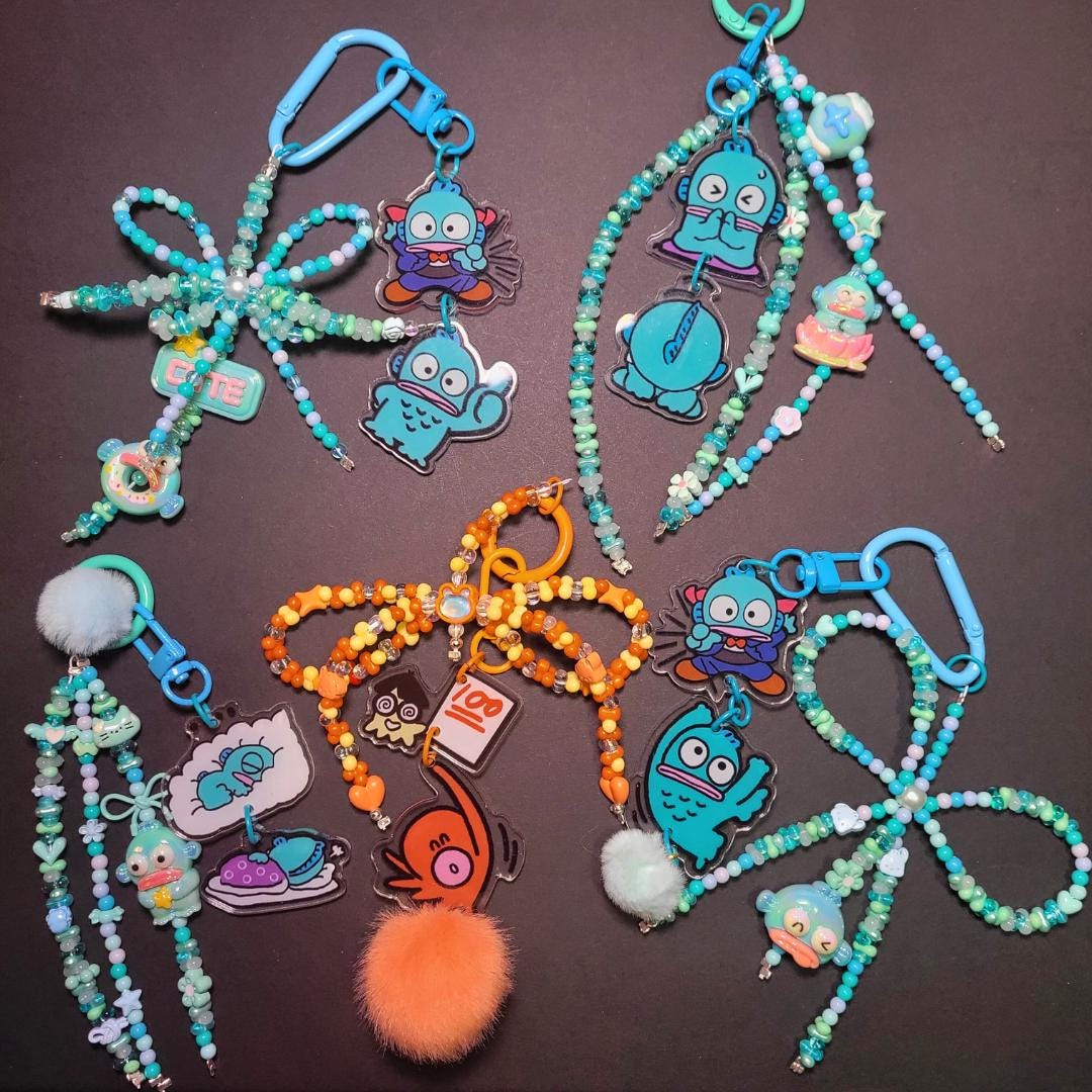 SANRIO HANGYODON Fishman Kawaii Keychain & Bag Charm - Blindbox Figure ...