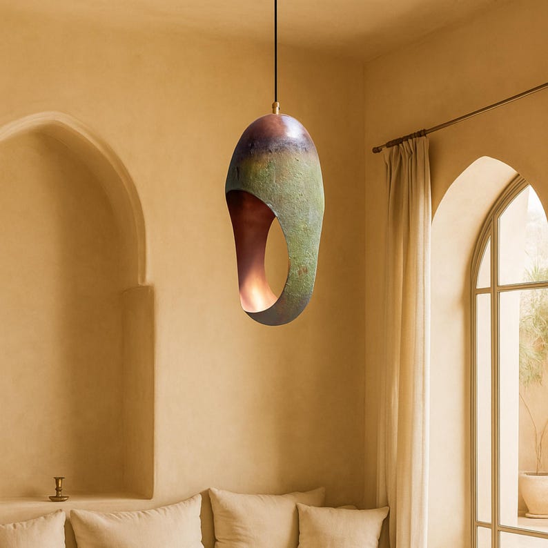 Handcrafted Teal Resin Pendant Light | Bohemian Modern Lamp - Etsy