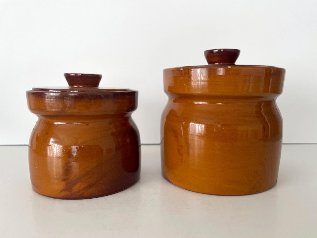 Set of Vintage Stoneware Jars | Rustic Kitchen Storage & Decor | 70s ...