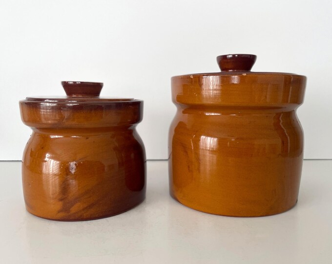 Set of Vintage Stoneware Jars | Rustic Kitchen Storage & Decor | 70s ...