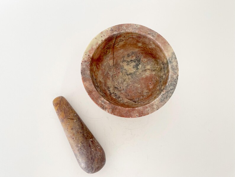 Small Pink Stone Mortar and Pestle Set Elegant Kitchen Tool for Herbs ...