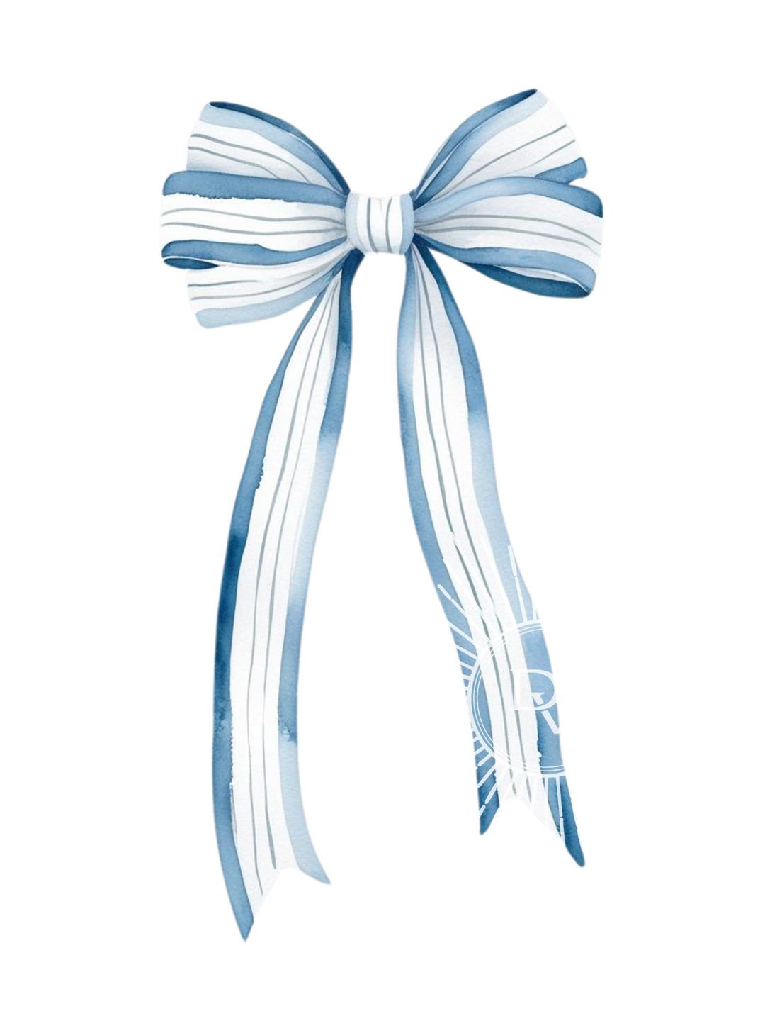 Blue and White Stripe Bow Watercolor Bow French Clipart Hand Painted ...