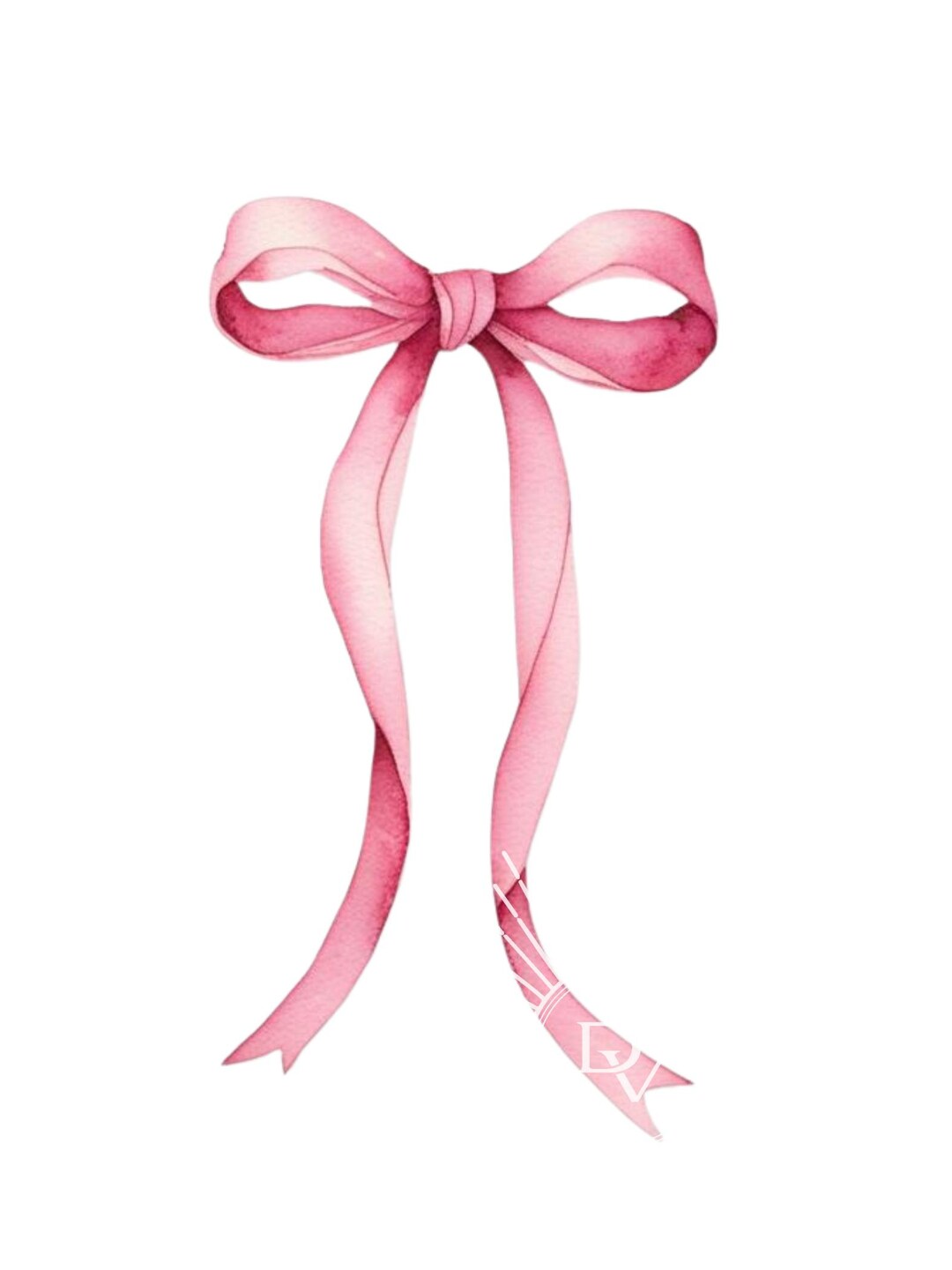 Watercolor Pink Bow Clipart Long Vintage French Bow DIY - Etsy