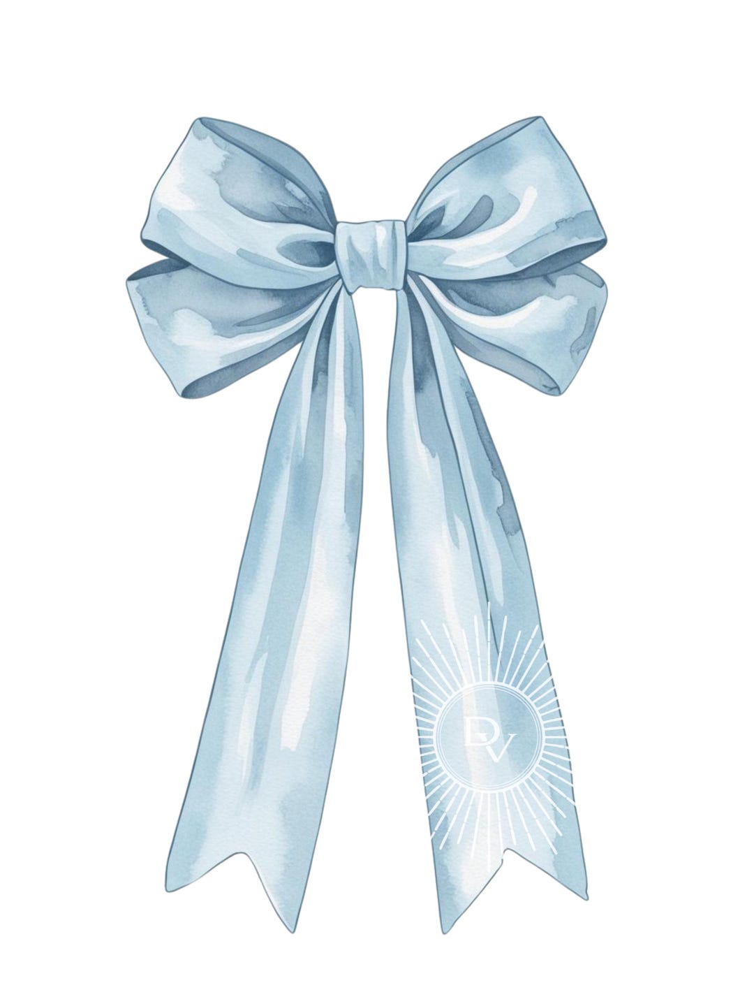 Vintage French Coquette Watercolor Double Blue Bow Clipart Grand ...