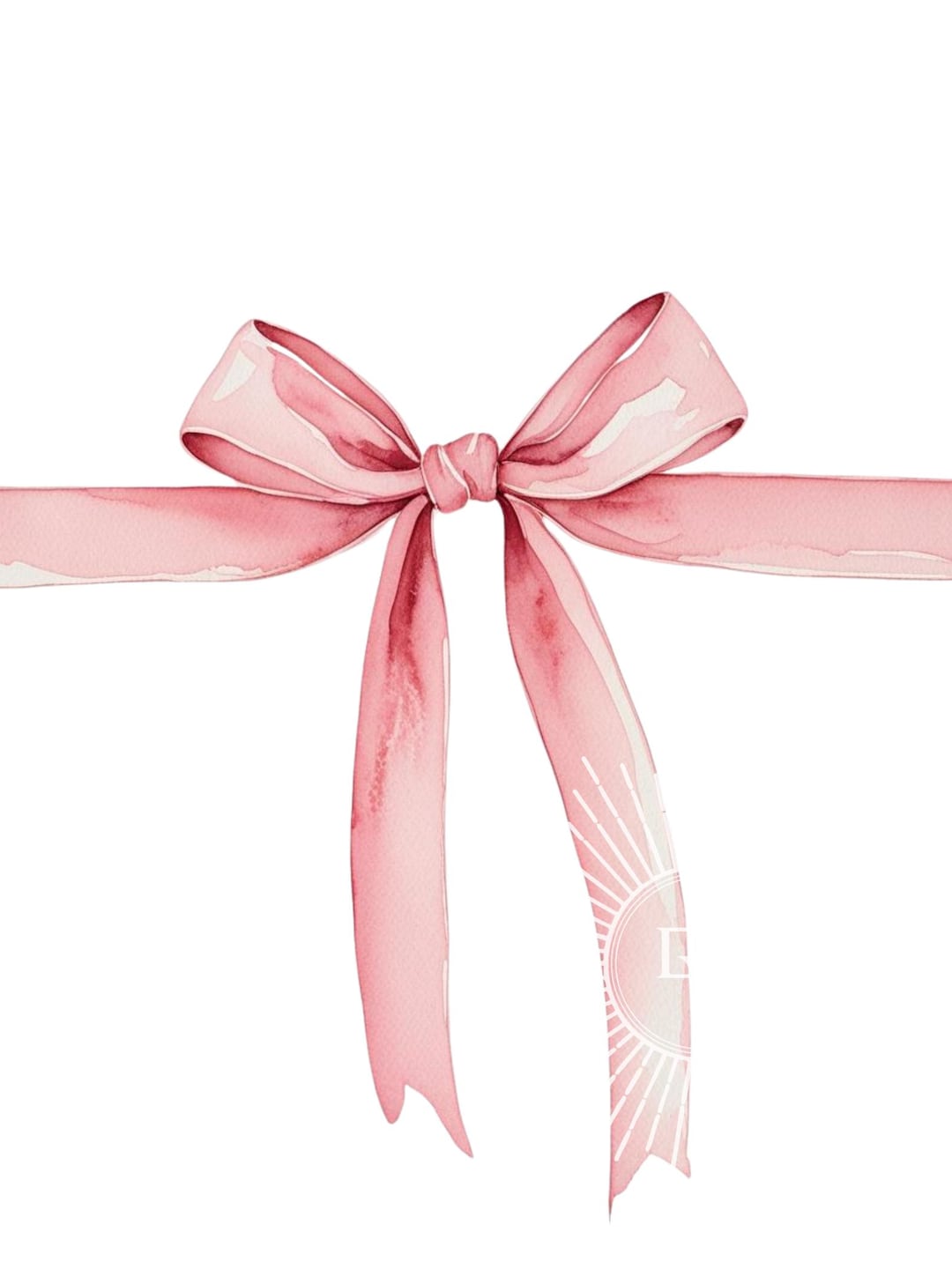 Watercolor Blush Pink Bow and Ribbon Clipart Long Vintage French Bow ...