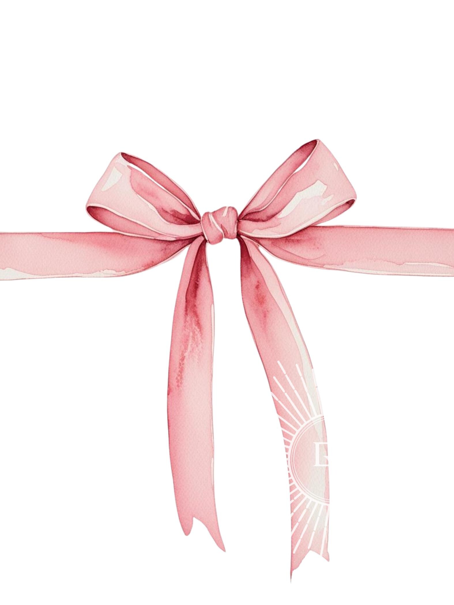 Watercolor Blush Pink Bow and Ribbon Clipart Long Vintage French Bow ...