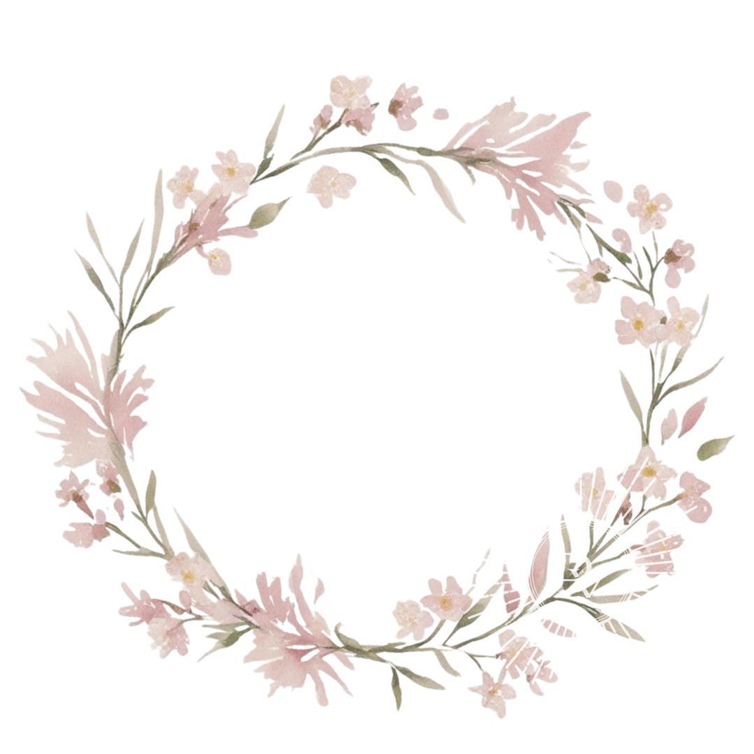 Minimal Pink Watercolor Floral Wreath Clipart Extra Watery Spring ...