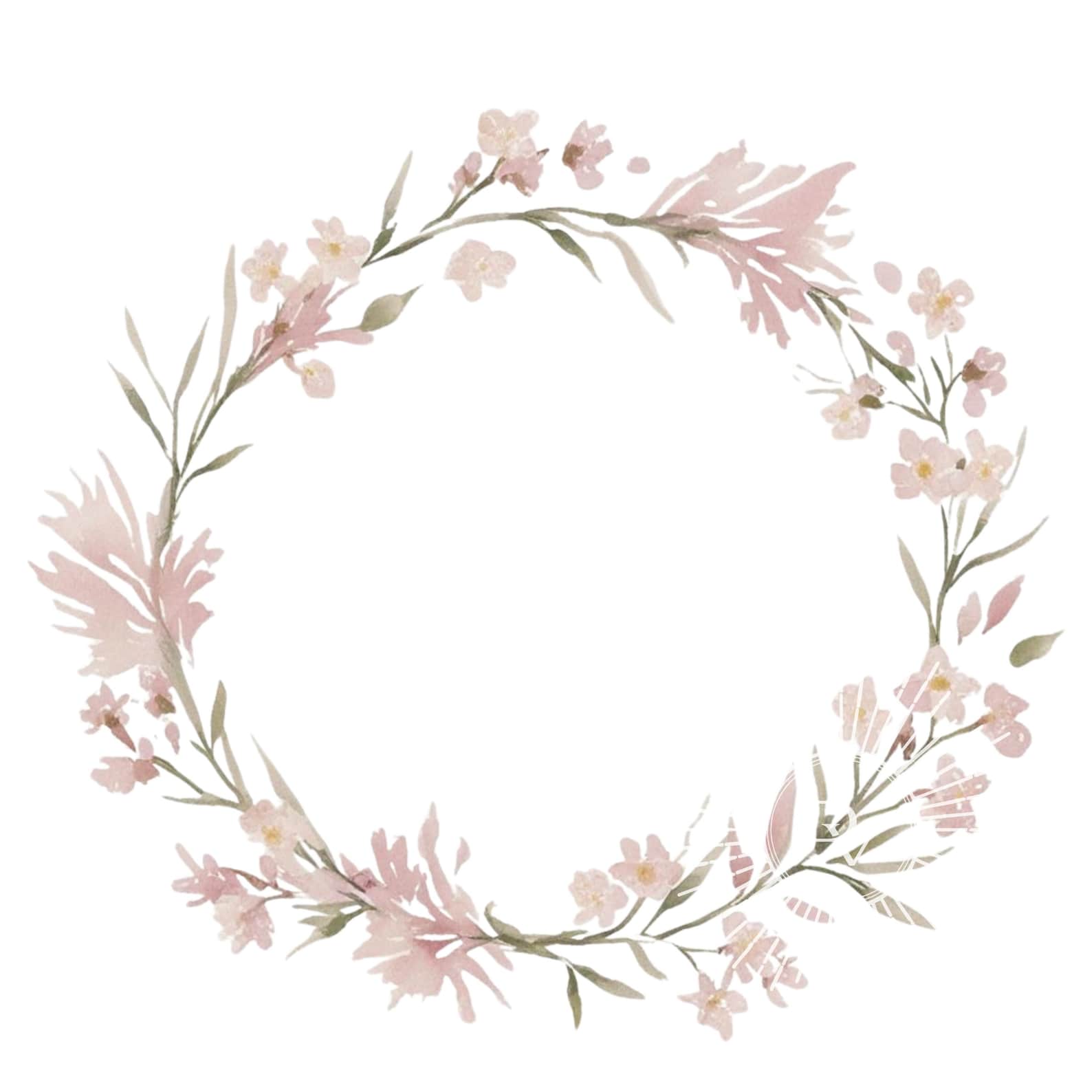Minimal Pink Watercolor Floral Wreath Clipart Extra Watery Spring ...