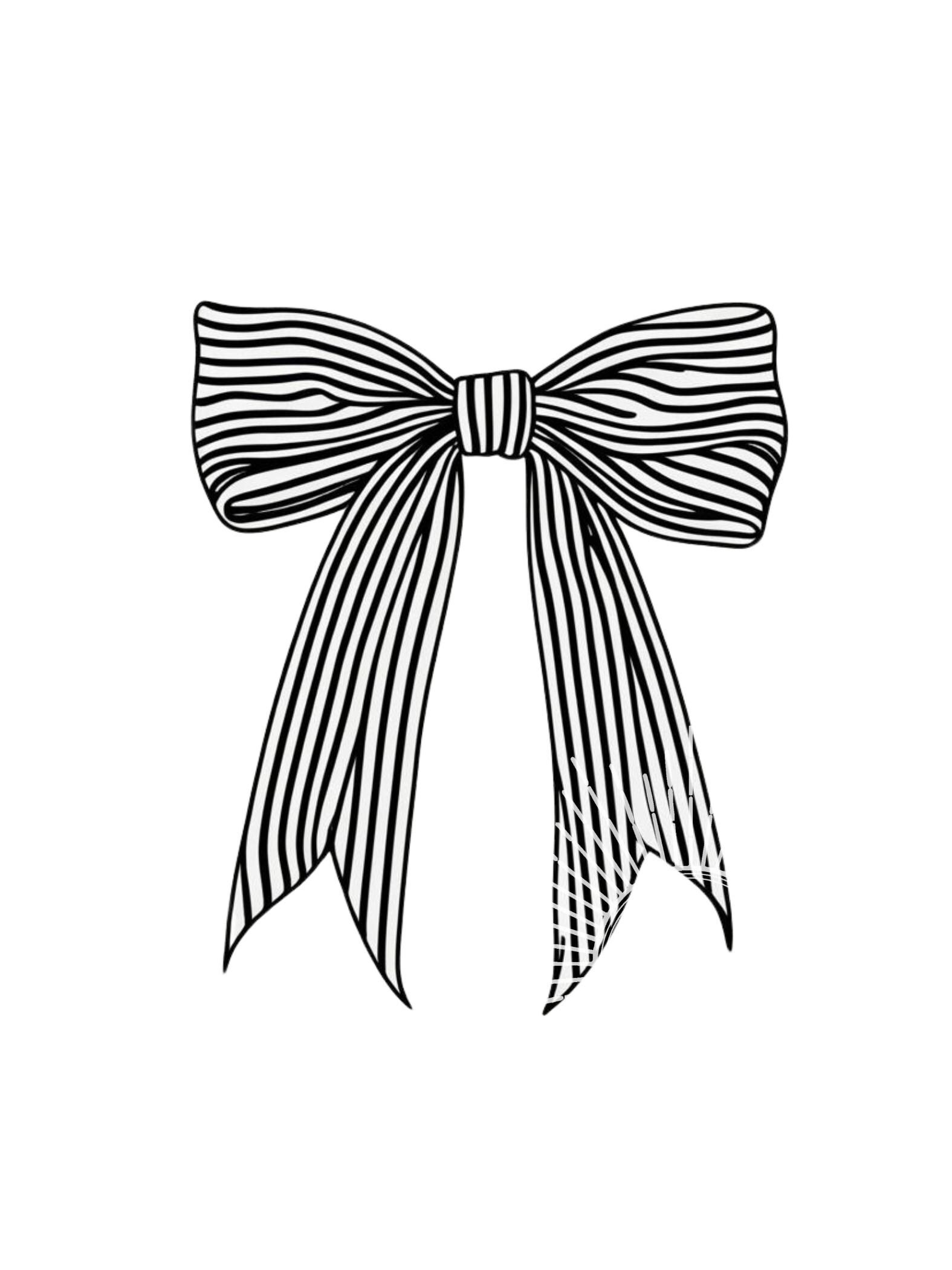 Hand-drawn Thin Bow Black and White Stripe Vintage Bow Clipart Thin ...