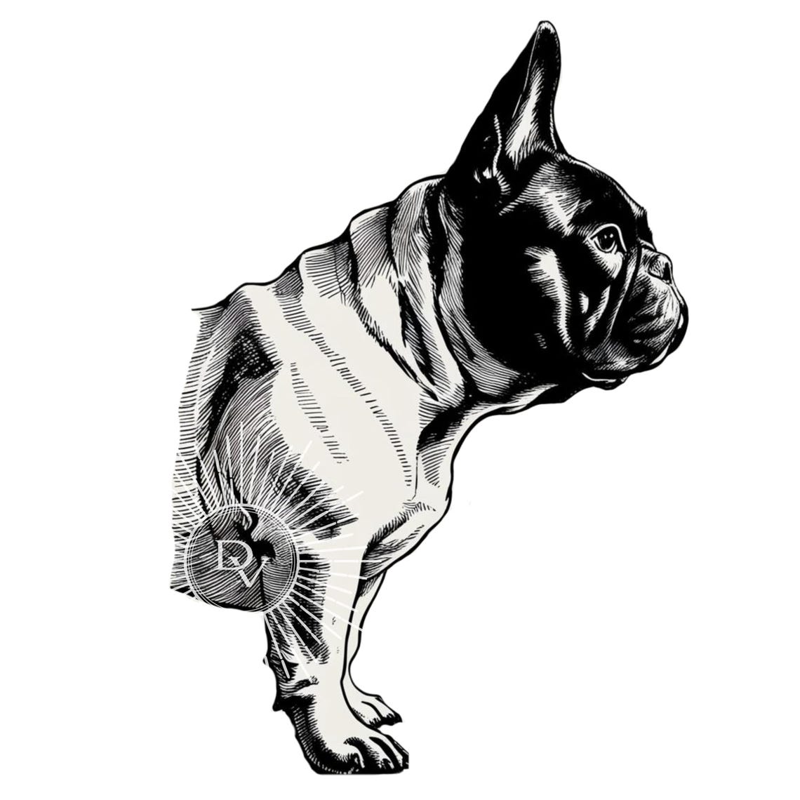 French Bulldog Side Profile Adult Frenchie With Light Hair Artwork - Etsy