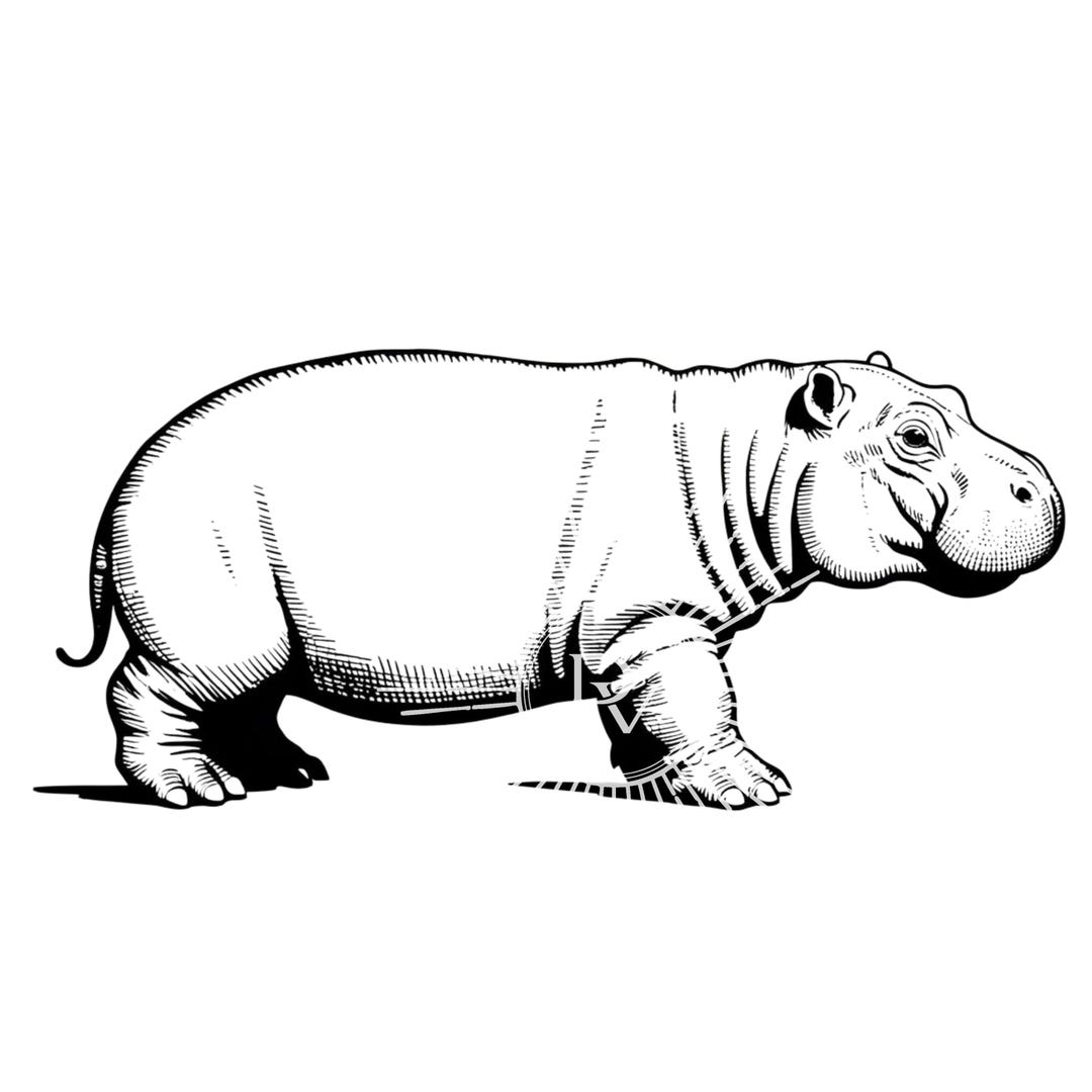 Pygmy Hippo Artwork Standing Moo Deng Poppy Haggis Side Profile Hippo ...