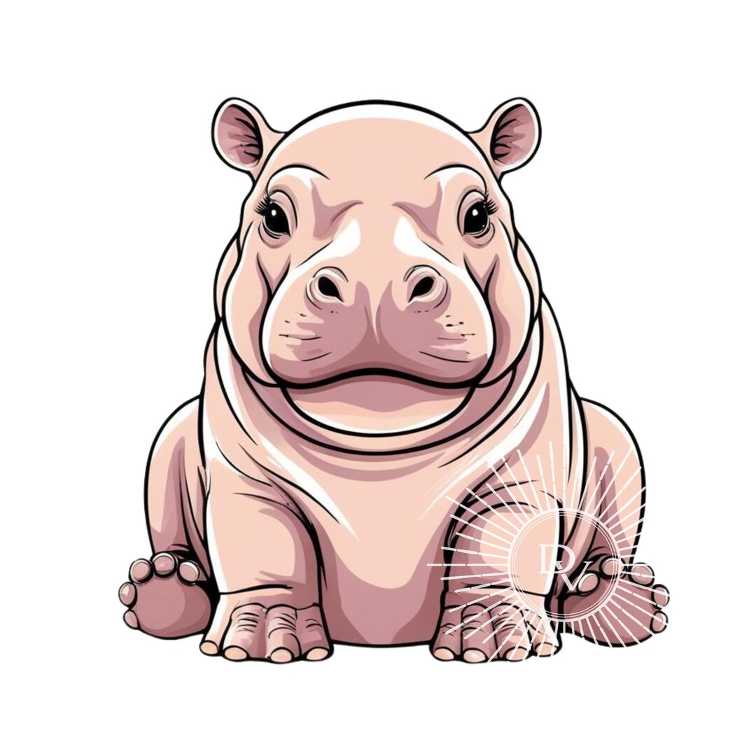 Pygmy Hippo Artwork Baby Moo Deng Poppy Haggis Hippo Drawing - Etsy