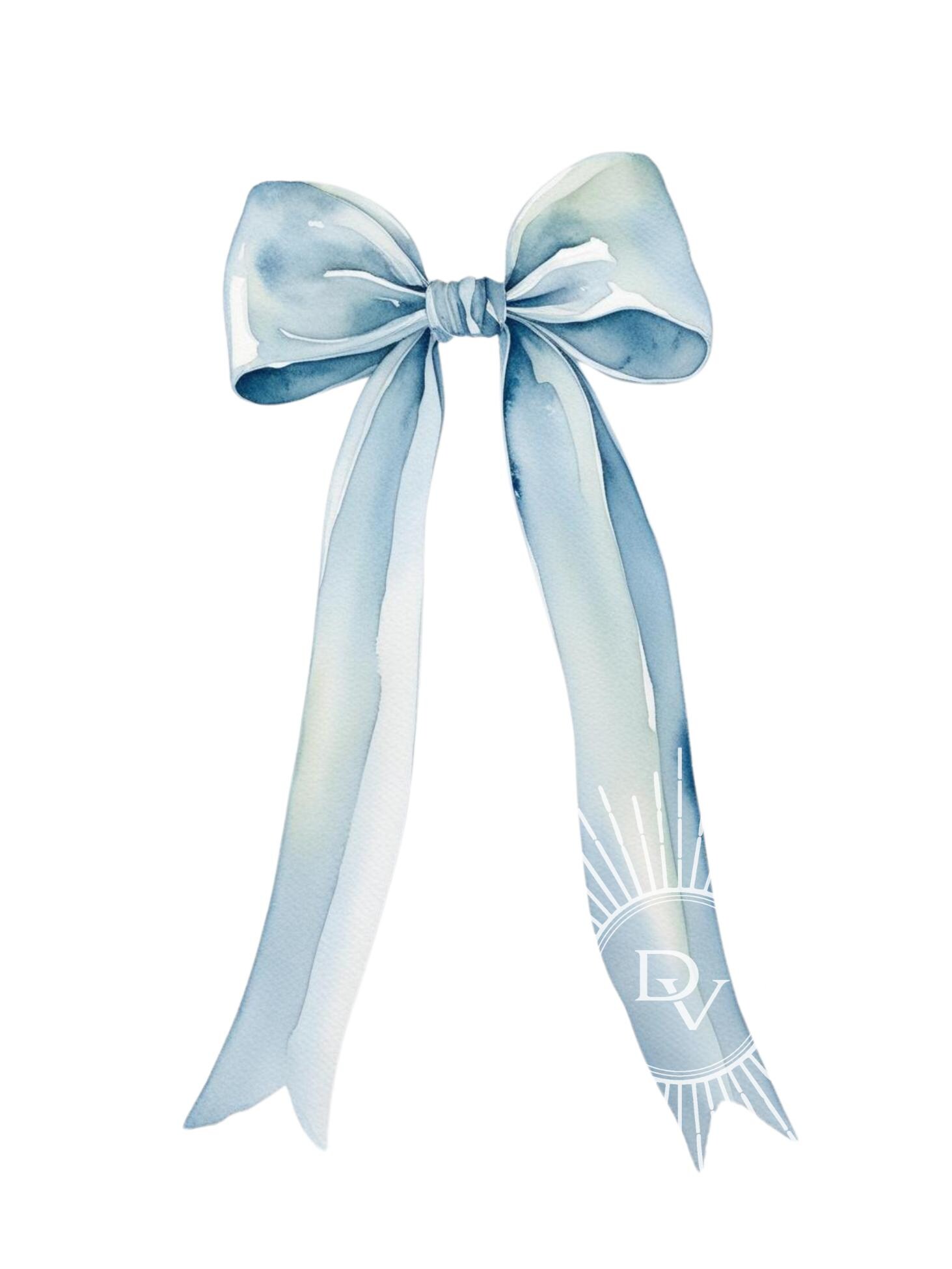 Watercolor Bow French Blue Clipart Hand Painted Bow DIY - Etsy