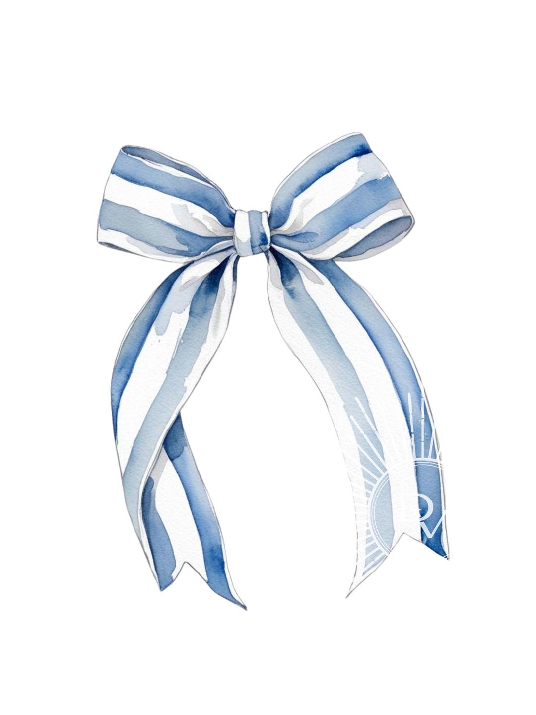 Watercolor Bow Blue and White Stripe Bow French Clipart Hand Painted ...