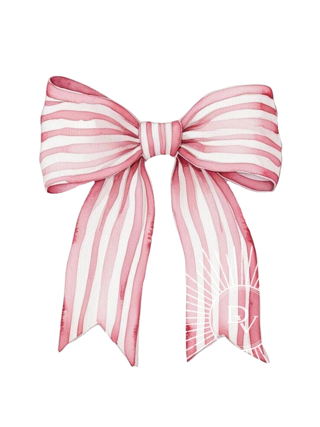 Watercolor Bow Thin Pink Stripe Clipart Hand Painted Bow Pink and White ...
