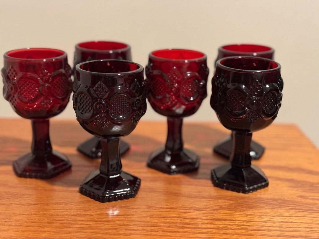 Vintage Avon Cape Cod Ruby Red Glassware 1876 Wineglasses Set of 6 - Etsy