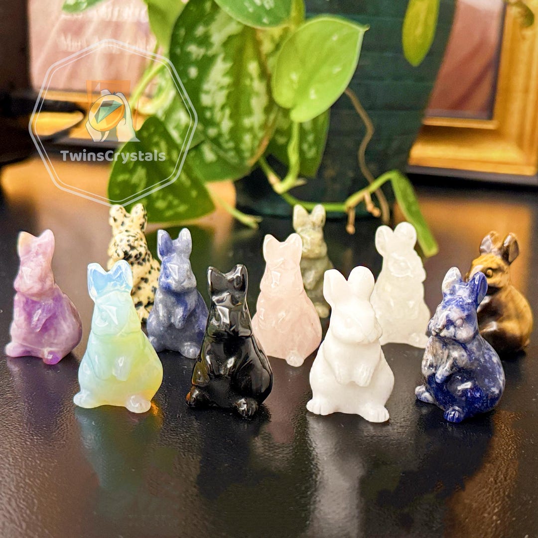 Hand Carved Crystal Rabbit: Reiki Healing Stone Animal Sculpture - Etsy UK