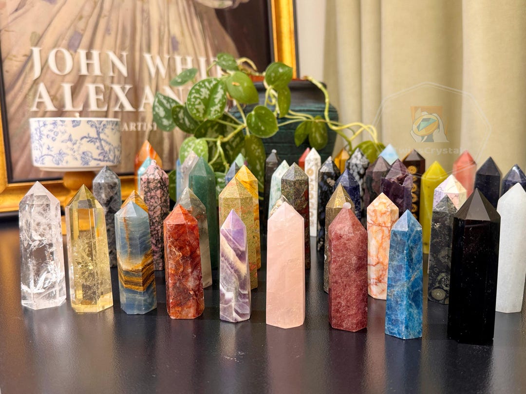 Natural Gemstone Tower: Healing Crystal Obelisk, Reiki Chakra Stone - Etsy